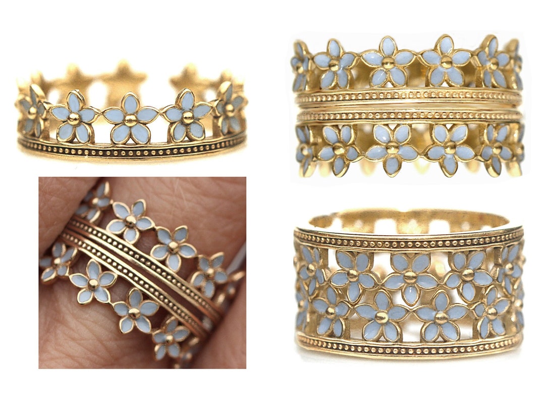 2 Forget Me Not Rings. Multible Wearing Combinations. Gold - Etsy