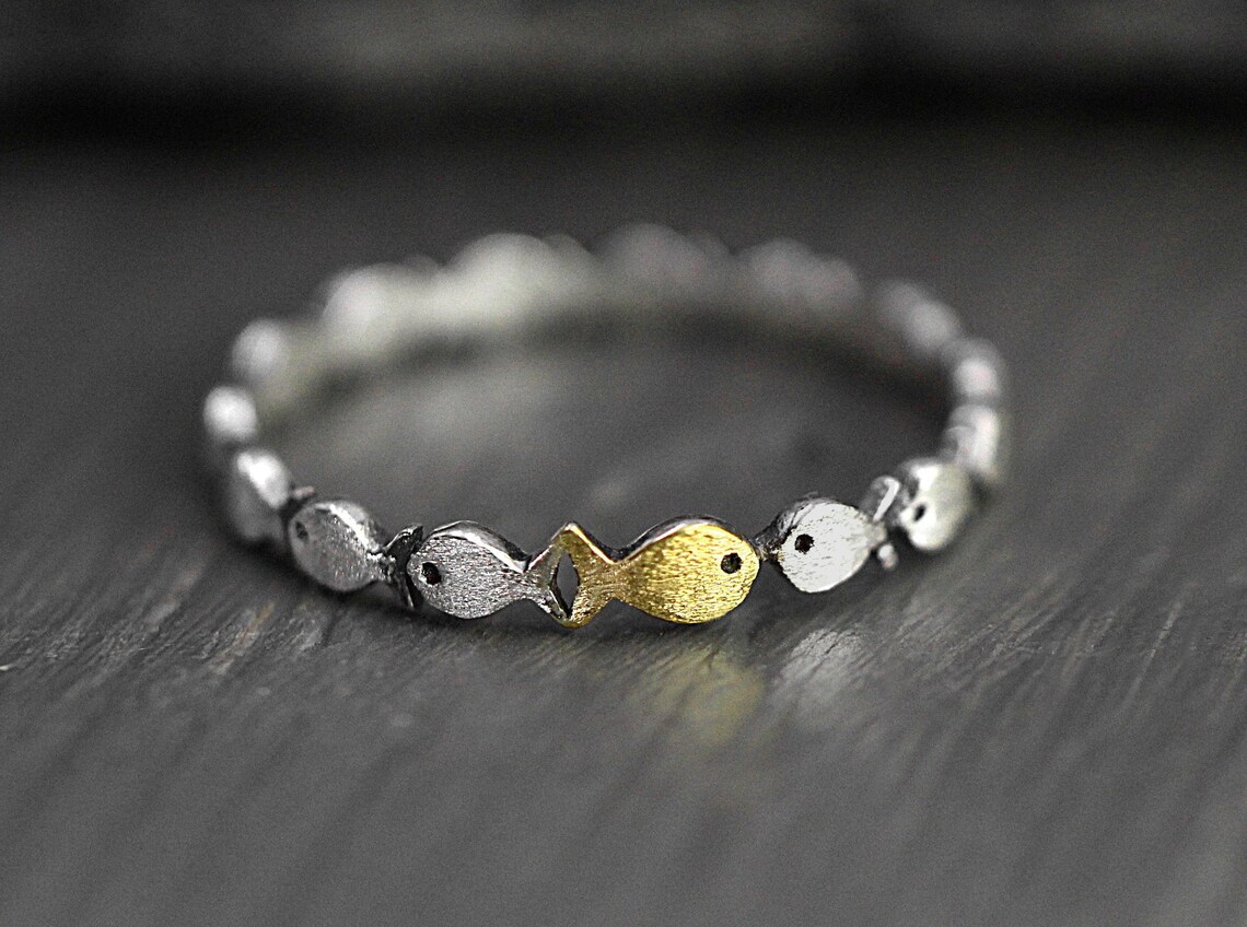 Swimming Against the Current. DAINTY Sterling Silver Ring. | Etsy
