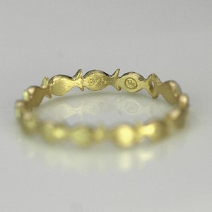 Swimming Against the Current. Dainty Silver Gold Ring. School of Fish ...