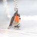 Dainty Robin Bird Necklace. Sterling Silver and Orange Enamel. Nature ...
