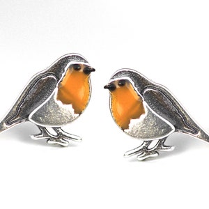Red Robin Bird Slider Bracelet. Sterling Silver and Orange Enamel ...