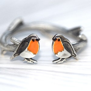 Red Robin Bird Slider Bracelet. Sterling Silver and Orange Enamel ...