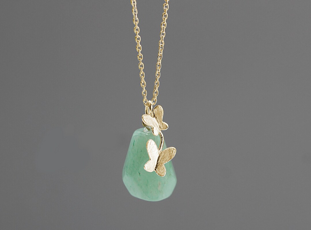 Dainty Butterfly Gemstone Necklace. 2 Butterflies on - Etsy