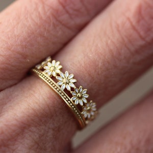 2 Daisy Rings. Multiple Wearing Combinations. Gold Plated Sterling and ...