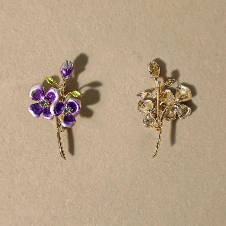 Birth Flower Brooch, Enamel Floral Pin, Alloy Jewelry, Wedding ...