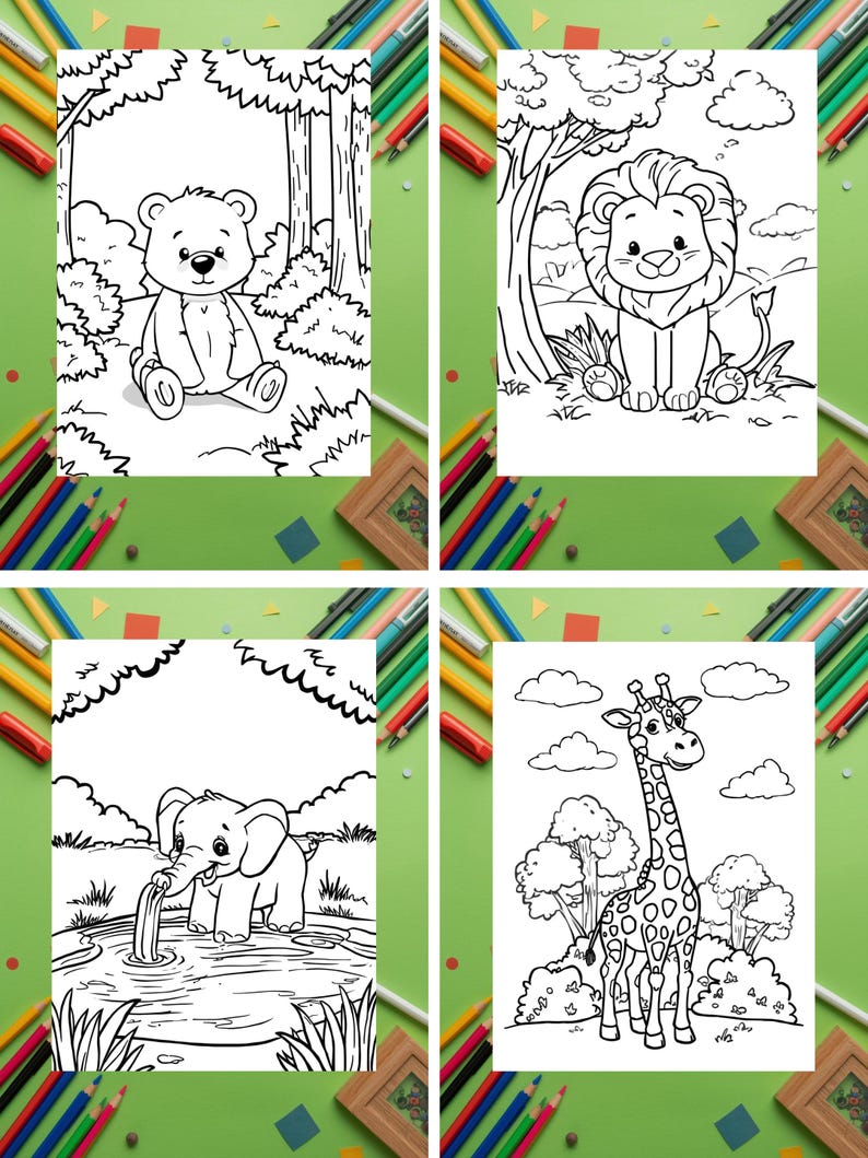 Animal Coloring Book for Kids | 25 Cute & Easy Printable Coloring Pages ...