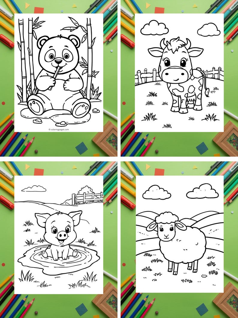 Animal Coloring Book for Kids | 25 Cute & Easy Printable Coloring Pages ...