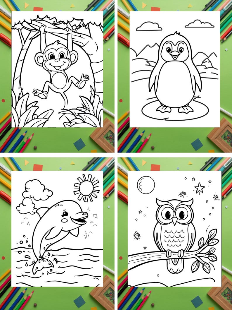 Animal Coloring Book for Kids | 25 Cute & Easy Printable Coloring Pages ...