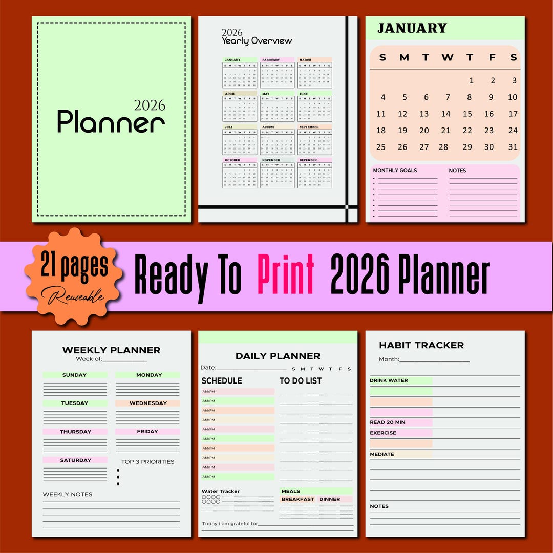 2026 Minimalist Planner | Daily, Weekly, Monthly (printable PDF Bundle ...