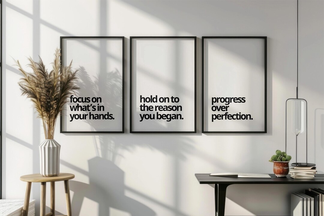 Set of 3 Minimalist Motivational Posters, Uplifting Quotes Typography ...