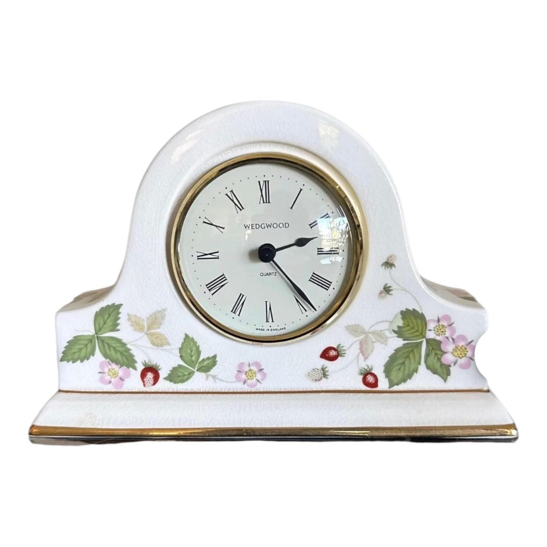 Vintage Wedgwood Wild Strawberry Bone China Clock, Mantle Desk Decor - Etsy