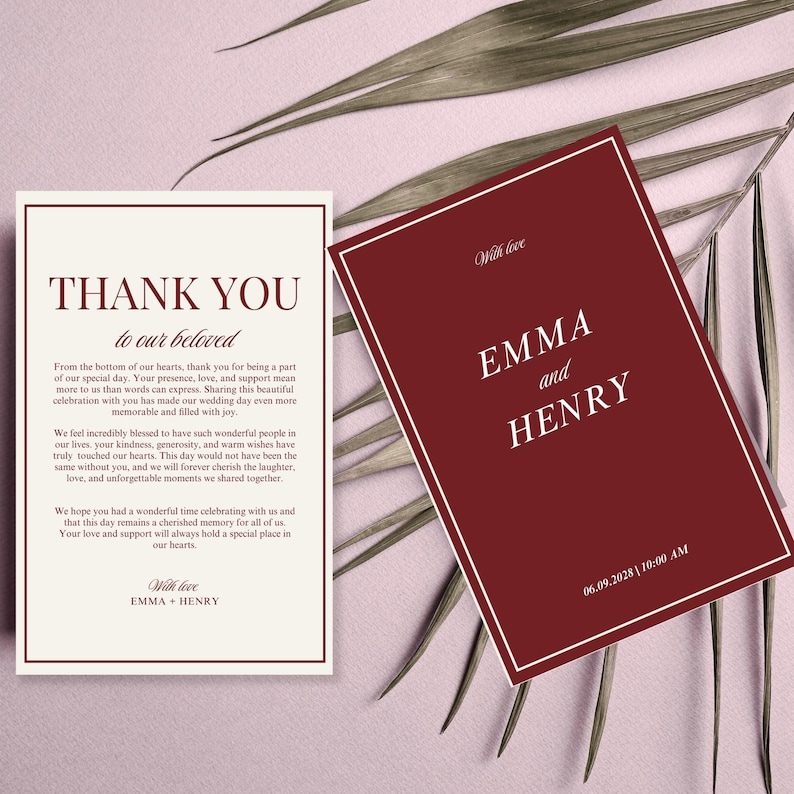 Old Money Wedding Suite Bundle, Burgundy Scarlet Stationery (canva ...