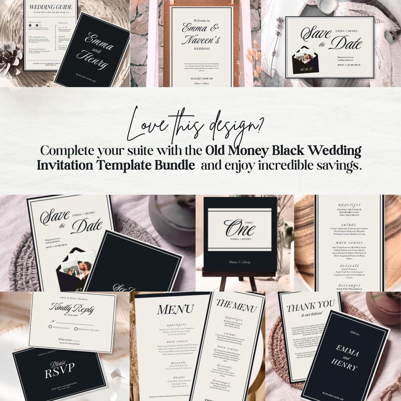 Old Money Wedding Website Template, Black Tie Wedding Website ...