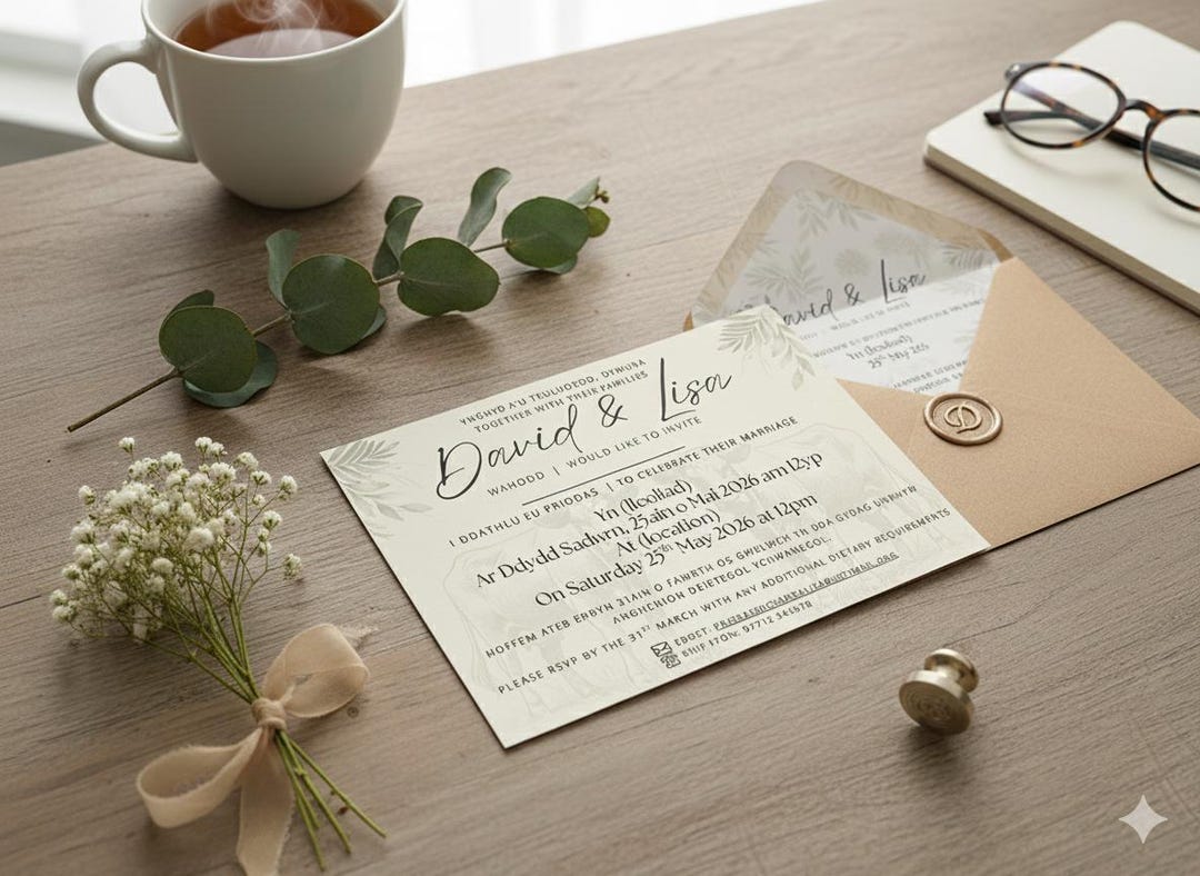 Editable Cymraeg Gwahoddiad Priodas | Welsh Wedding Invitation (invite ...