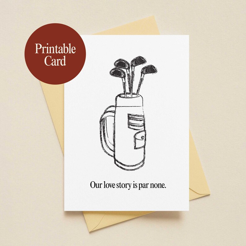 Printable Golf Romantic Card, Valentine's Day, Anniversary, Men's ...