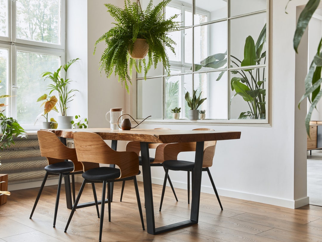 Modern Wood Dining Table | Walnut Live-edge Kitchen Table | Solid Wood ...