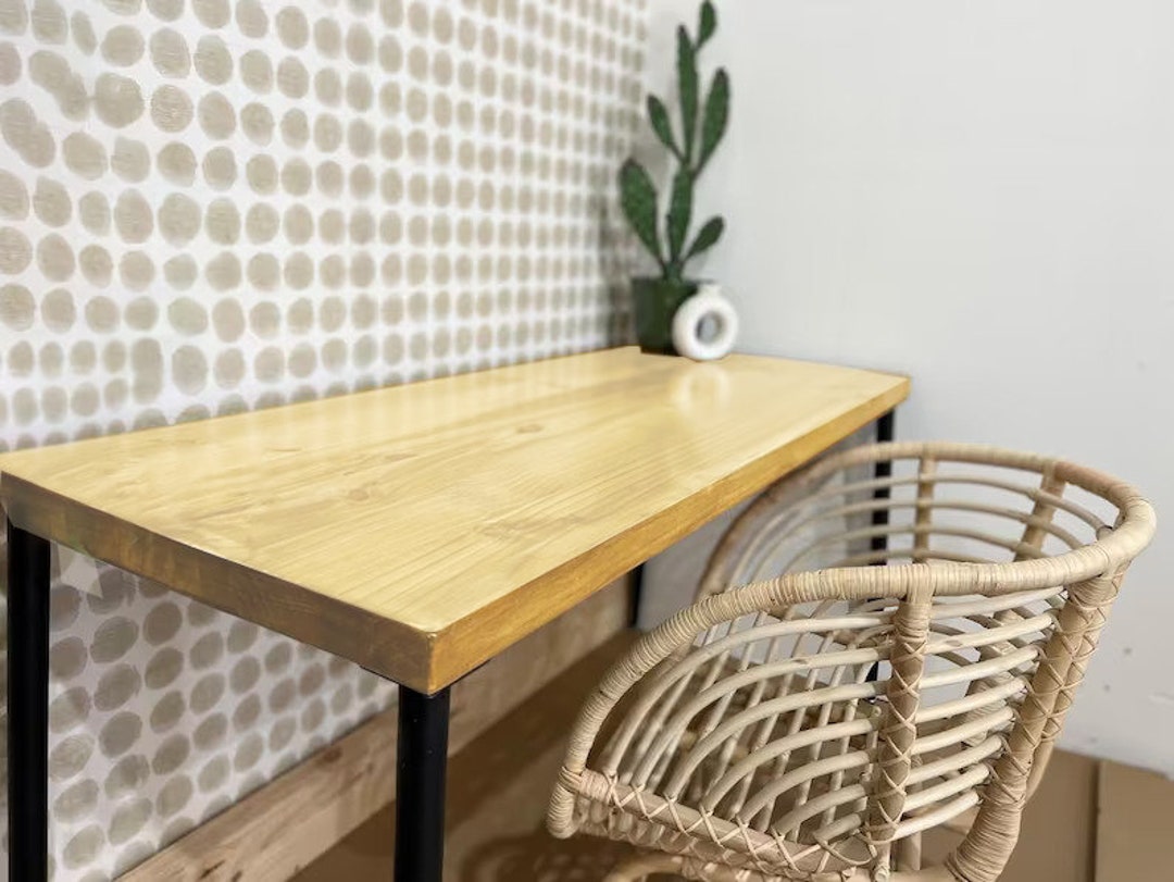 UMBUZO Natural Solid Wood Desk Light Colored Office Desk Thick Wood ...