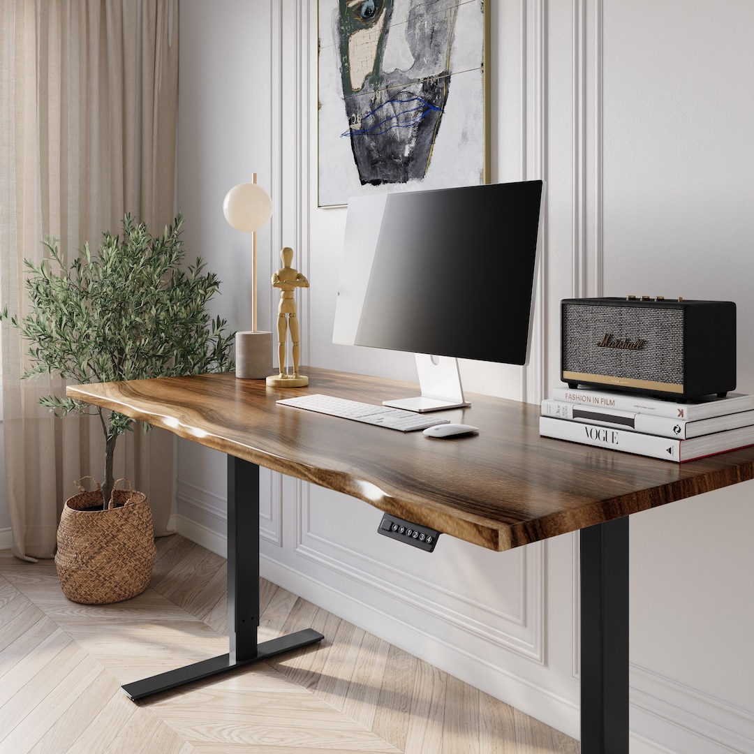 Adjustable Standing Desk | Walnut Acacia Desk | Exotic Hardwood | Live ...