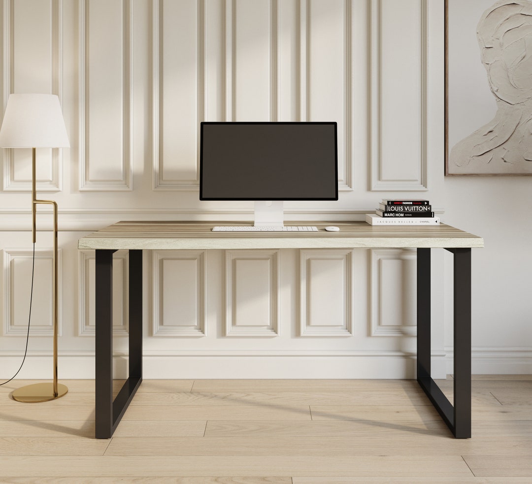 Unique Live-edge Teak Colored Desk | Solid Acacia Wood Table | Exotic ...