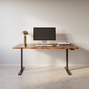 Walnut Live Edge Standing Desk | Adjustable Height Desk | Sit Stand ...