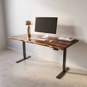 Walnut Live Edge Standing Desk | Adjustable Height Desk | Sit Stand ...