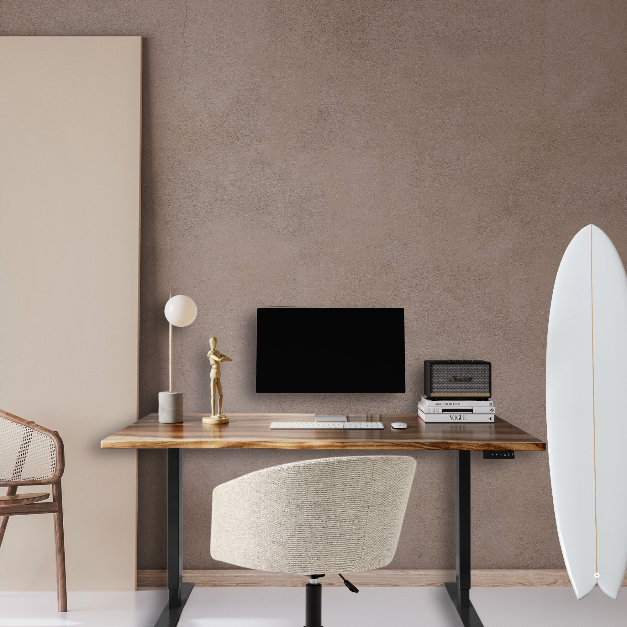 Standing Desk | Live Edge Walnut Acacia Desk | Black Dual Motor Frame ...