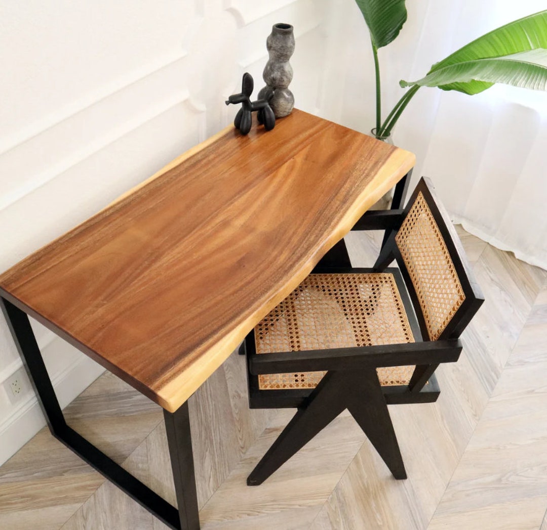 Live-edge Walnut Colored Desk | Solid Wood Computer Desk | Modern ...