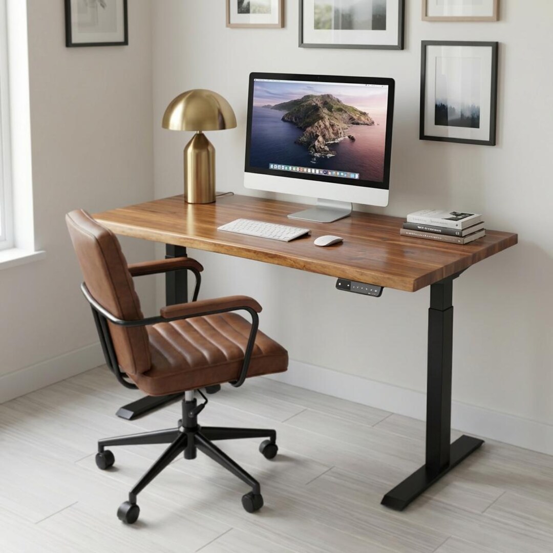 Walnut Live Edge Standing Desk | Adjustable Height Desk | Sit Stand ...