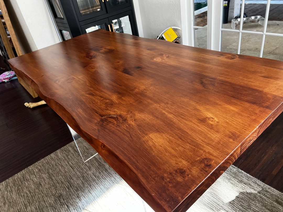 2" Thick Live Edge Wood Table Top - Walnut Color, Solid Wood - Etsy