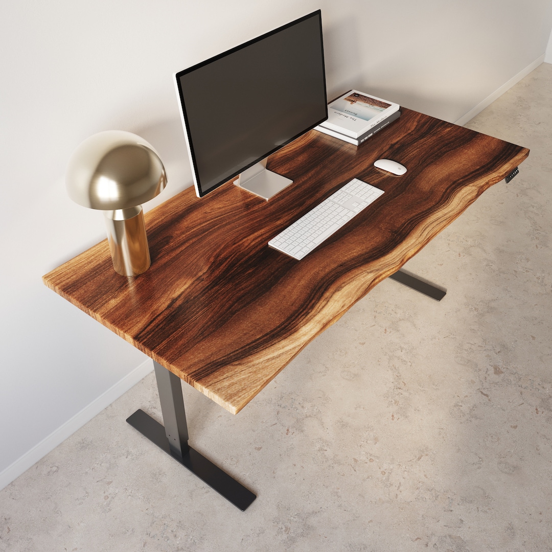 Walnut Live Edge Standing Desk | Adjustable Height Desk | Sit Stand ...