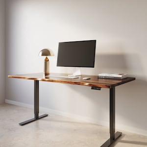 Walnut Live Edge Standing Desk | Adjustable Height Desk | Sit Stand ...