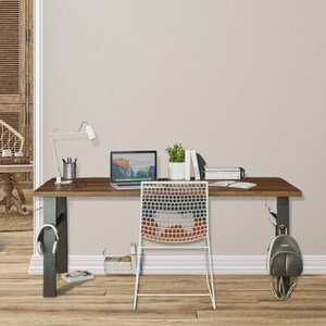 Solid Wood Desk Home Office Desk With Metal Legs - Etsy
