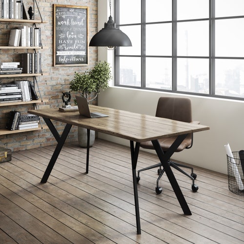 Wood Desk With Drawers Industrial Desk Home Office Desk - Etsy