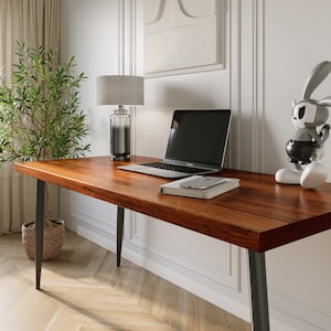 Solid Wood Desk - Modern Office Desk - Etsy