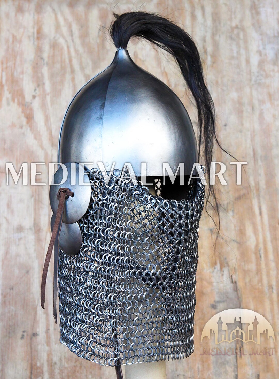 Medieval Norman Nasal Helmet, Viking Chainmail Face Guard, 18 Gauge ...