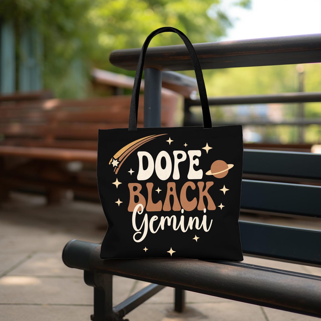 Dope Black Gemini Tote, Black Astrology Bag for Gemini Women, African ...