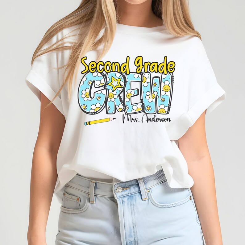 Personalized Second Grade Crew Shirt, Teacher Back to School Tee ...