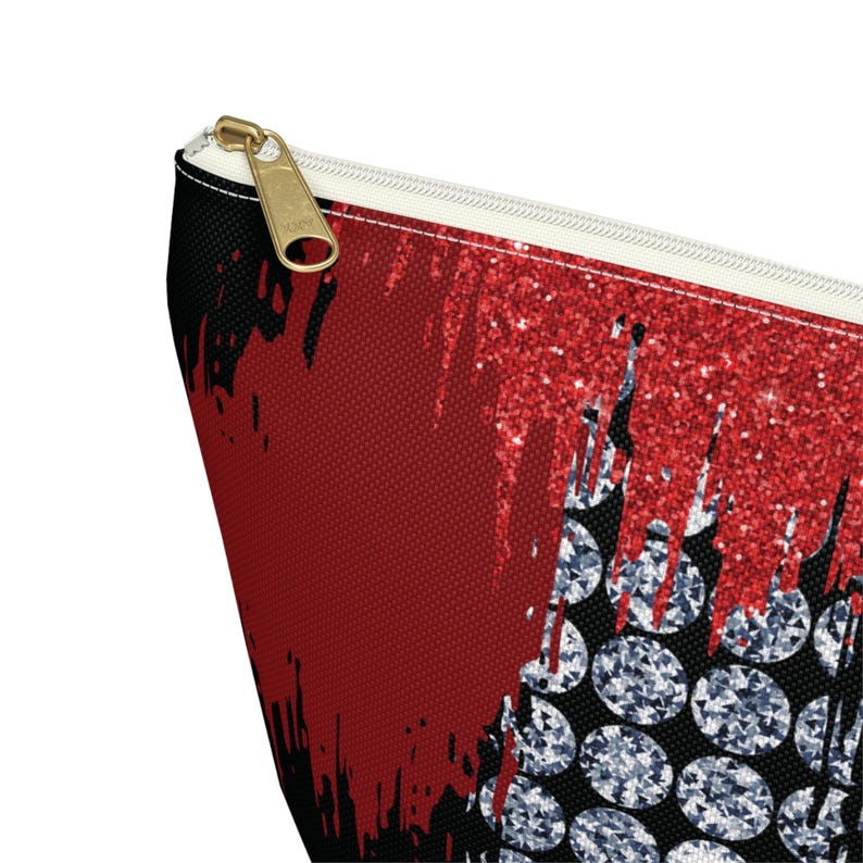 Red and Black Glitter Makeup Bag, Glam Travel Pouch, Showgirl Cosmetic ...