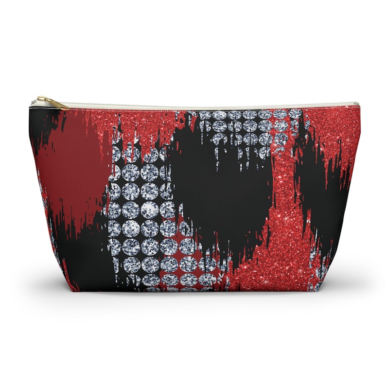 Red and Black Glitter Makeup Bag, Glam Travel Pouch, Showgirl Cosmetic ...