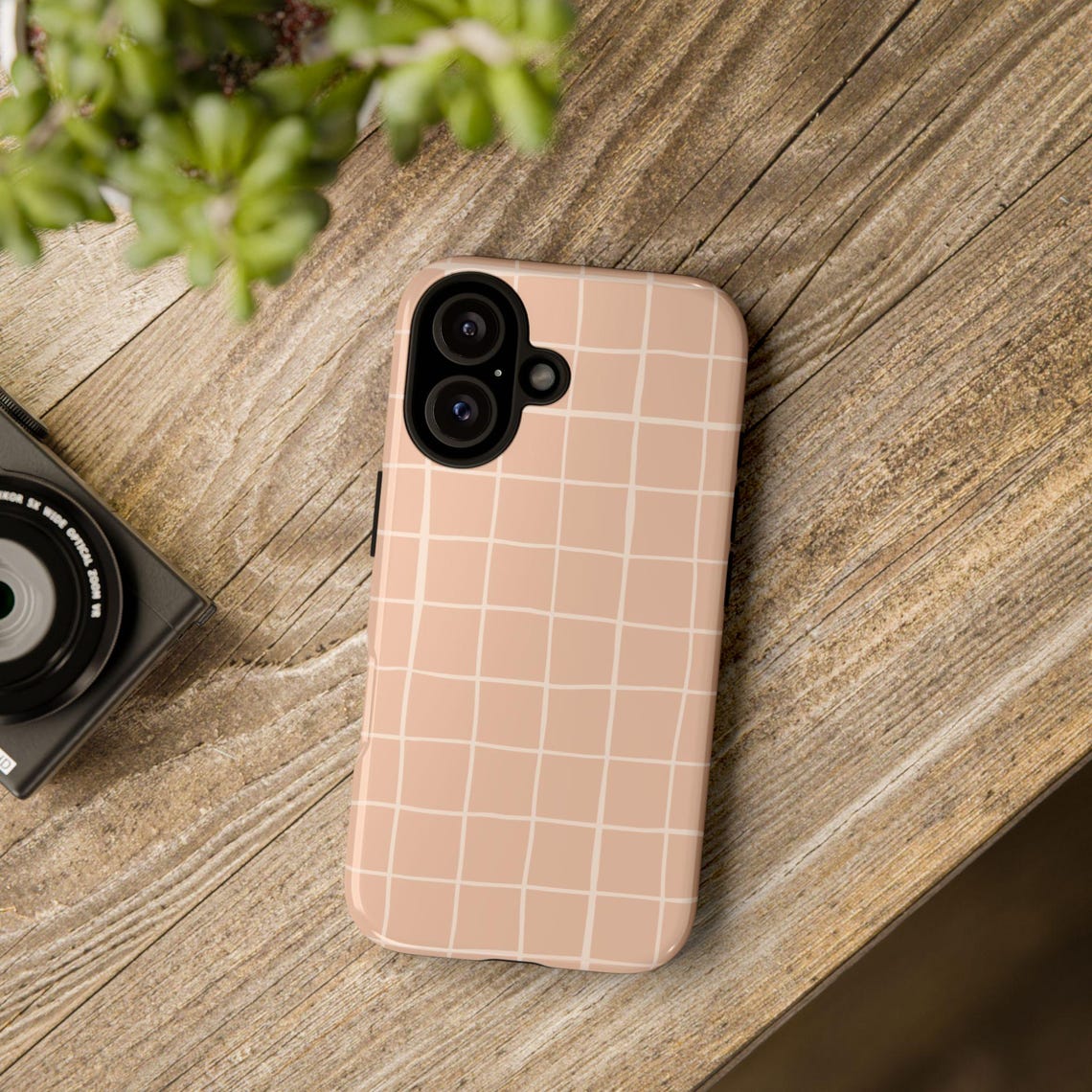 IPhone 16 Pro Case, Pink Checkered iPhone Case, Checkered Phone Case ...