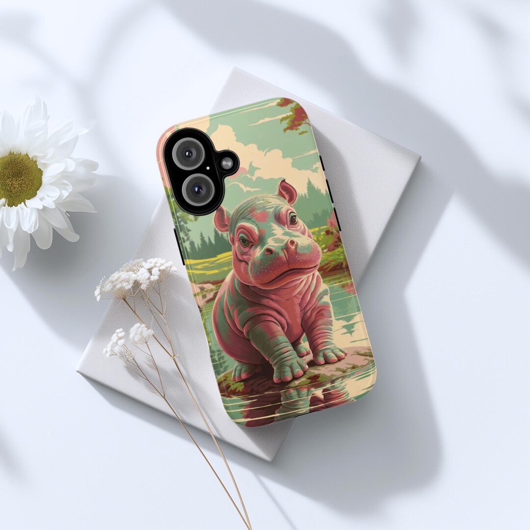 Funny Hippo Phone Case, Pygmy Hippo Phone Case, Cute Animal Phone Case ...