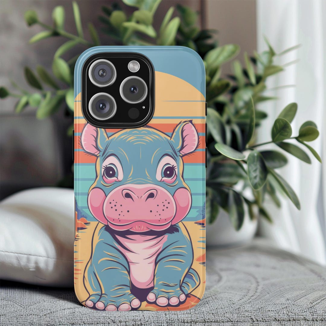 Cute Hippo Phone Case | Colorful Cartoon Animal iPhone Cover | Kawaii ...