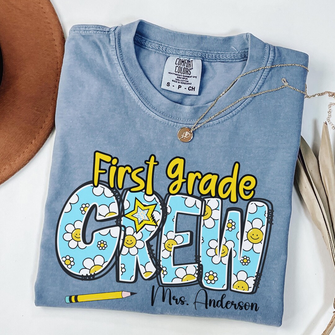 Personalized First Grade Crew Shirt, Teacher Back to School Tee, Custom ...