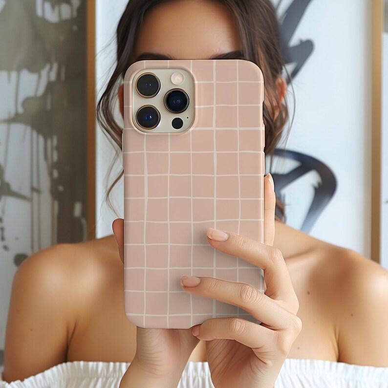 IPhone 16 Pro Case, Pink Checkered iPhone Case, Checkered Phone Case ...