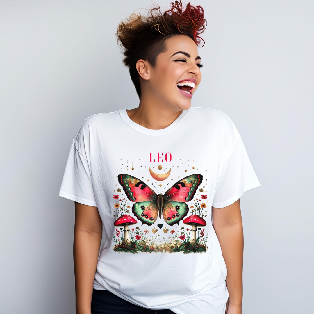 Leo Butterfly T-shirt Zodiac Astrology Tee Nature-inspired Leo Shirt ...