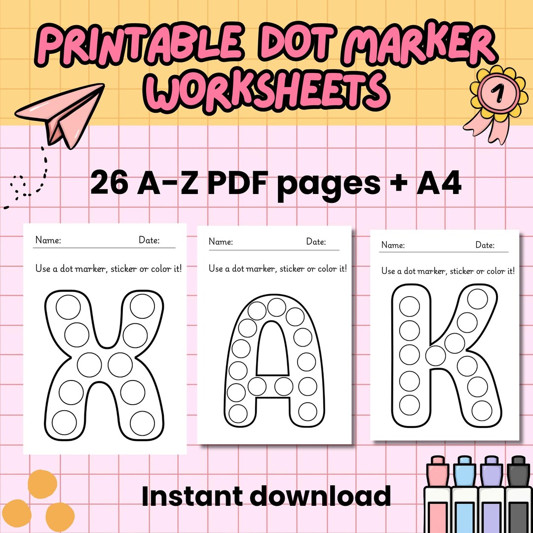Printable Dot Marker Alphabet Worksheets A-Z, Preschool Fine Motor ...