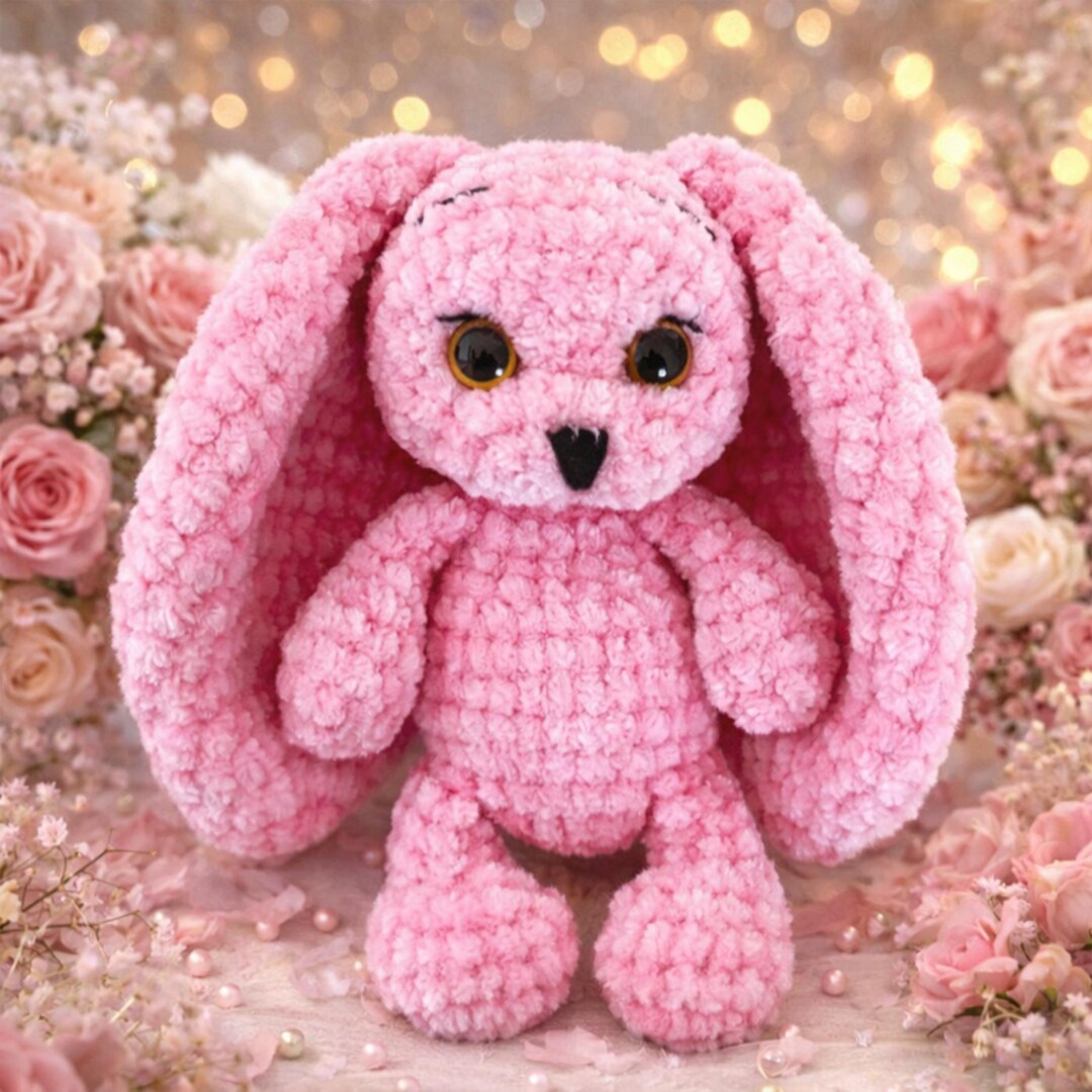 Pink Bunny Crochet Pattern, Amigurumi Rabbit Plush Toy PDF, Soft Plush ...