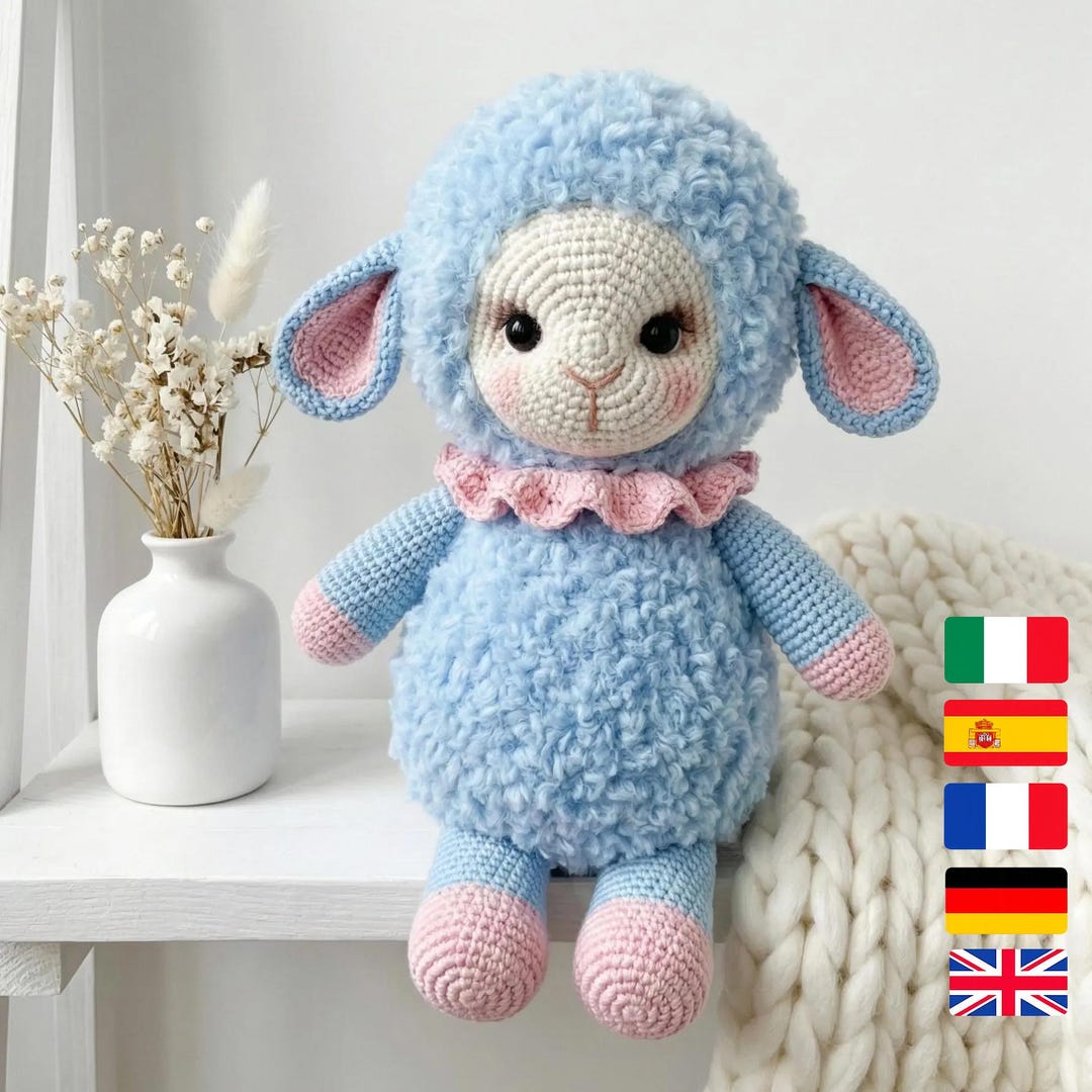 Curly Boucle Lamb Stuffed Animal, Ruffle Collar, Two Color Options - Etsy