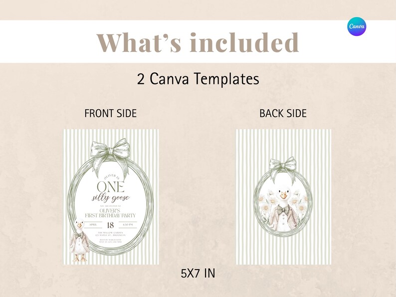 One Silly Goose 1st Birthday Invitation, Whimsical Green Theme ...