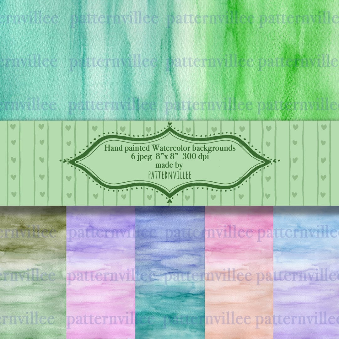Ombre Hand Painted Watercolor Backgrounds Bundle, Digital Paper for ...